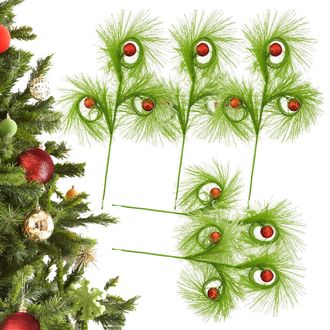 Generico F&uuml;r die Spitze des Weihnachtsbaums | 5-teiliges Set mit F&uuml;llungen, Weihnachtsvasen, Heimdekoration - Gr&uuml;ner Baumschmuck - f&uuml;r Wohnzimmer, Schlafzimmer