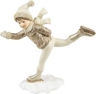 Clayre & Eef Figur Kind 20 cm Beige Goldfarbig Polyresin Weihnachtsdekoration