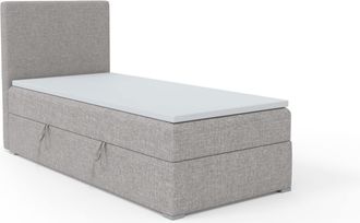 Generic FEDVE Boxspringbett 100x200 cm Grau - Kolorado - Dauerhaft Bett mit Bettkasten Rechts - Praktisches Einzelbett für Viele Jahr - Kopfteil Bett mit Stau