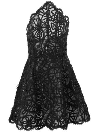 Carolina Herrera robe courte &agrave; broderies - Noir