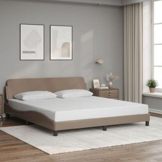 vidaXL Vidaxl - Cadre de lit 180x200 cm similicuir cappuccino - T&ecirc;te de lit rembourr&eacute;e - Lattes en contreplaqu&eacute; - Pieds robustes en m&eacute;tal et bois massif