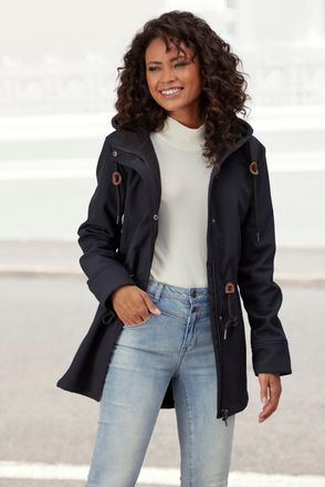 Vivance Softshelljacke VIVANCE ACTIVE, Damen, Gr. 38, schwarz, Softshell, Obermaterial: 100% Polyester, unifarben, figurbetont kniefrei, B&uuml;ndchen mit Gummizug