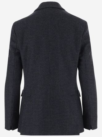 Lardini Womens Wool-Blend Check Pattern Jacket Grey