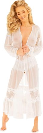 Kalimo Damen Sentosa Penuar | Farbe: Ecru | Gr&ouml;&szlig;e: S | Material: Polyester | Spitzenh&ouml;schen | Riemen | Petticoat, Neglig&eacute;, Mesh-Bademantel, Transparente, Unt