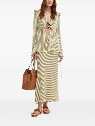 Bardot blouse à rayures - Vert