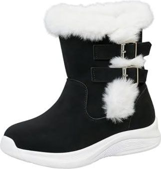 Generic Bottes dHiver Pour Femmes Elegant Plates Doublure Peluche Chaude Bottes De Neige Fermeture &Eacute;clair Semelle Antid&eacute;rapant L&eacute;g&egrave;res Confortables Tendance C