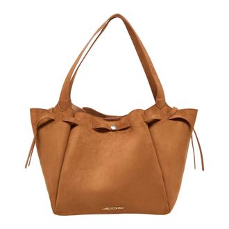 Carlo Colucci Cc-0188 Schultertasche aus Wildleder - - Bags - Damen - Braun - ONE SIZE