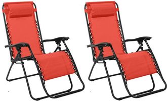 M&S Collection Lot de 2 fauteuils relax en textil&egrave;ne rouge -PARALIA