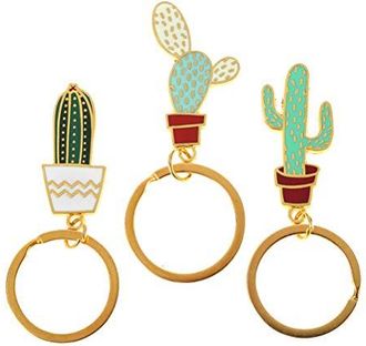 Aboofan SOIMISS 3 pcs en 3 modèles différents mignon succulent cactus porte-clés créatif adorable alliage pendentif porte-clés pour la décoration de cartable 