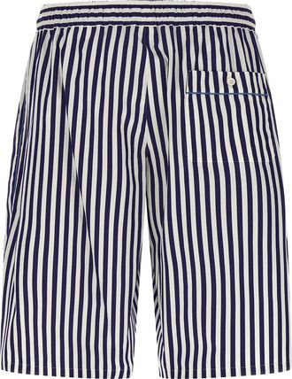 Dolce & Gabbana Striped Cotton-Silk Bermuda Shorts - Blue