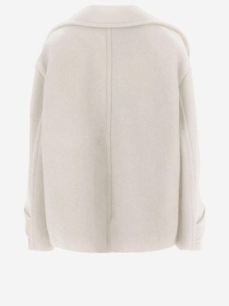 Chlo&eacute; Womens Coat Oversized Short Wool Blend Ivory