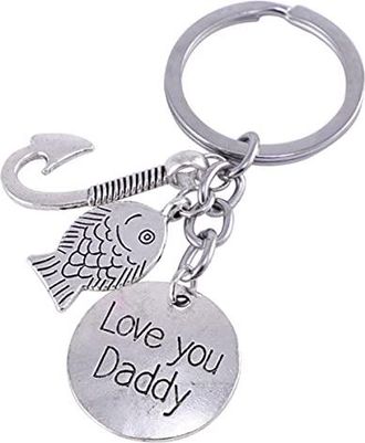 Pretyzoom Porte-Clés À Thème De Pêche Avec Crochet Élégant Pour Papa Idée De Cadeau Fête Des Pères Anniversaire Argenté Accessoire Durable Et Unique