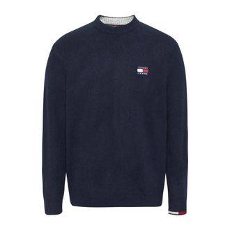 Tommy Jeans Essentieller Baumwoll-Rundhalsausschnitt Pullover Blau - - Knitwear - Herren - Blau - 2XL