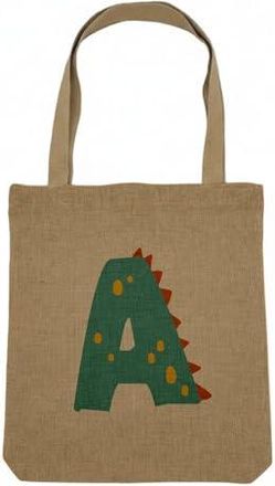 Fabulous Sac Shopping Tote Bag Aspect Lin - A Anais Axel Adrien Lettre Pr&eacute;nom Dinosaure Dessin Enfant - Sac de Courses Toile Epaisse 360g Beige Naturel Cabas P