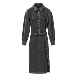 Akep Robe chemise longue en jean - Femme - Robes - Gris - Taille: 36 FR
