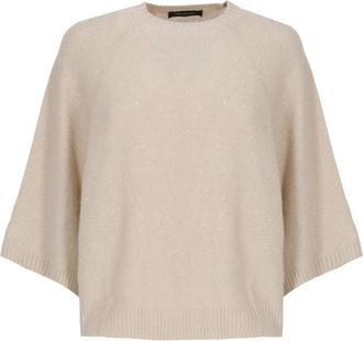 Fabiana Filippi Femme, Pulls, Beige, Taille: 38 FR Cape en Laine et Soie avec Sequins