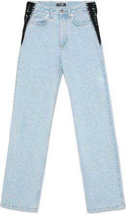 MUGLER Straight-Leg-Jeans mit Schn&uuml;rung - Blau