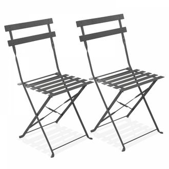 Oviala Oviala - Lot de 2 chaises pliantes en acier grises