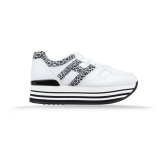 Hogan Leopardenmuster Leder Schn&uuml;rsneaker - - Shoes - Damen - Wei&szlig; - 34 1/2 EU