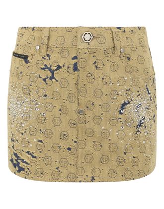 Philipp Plein Jacquard Mini Skirt Monogram Crystal