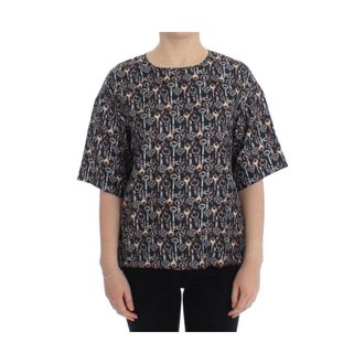 Dolce & Gabbana Verzauberte Sizilien Seidenbluse mit Schl&uuml;sseldruck - - Blouses & Shirts - Damen - Mehrfarbig - XS