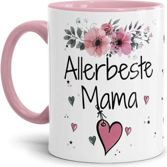 Tassendruck Tasse mit Spruch - Allerbeste Mama - Schöne Geschenkidee/zum Geburtstag für beste Freunde und Familie/Danke Tasse - Innen & Henkel Rosa