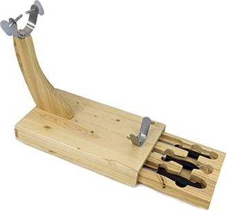 Fackelmann Fackelmann Schinkenhalter aus Holz, mit Schubfach und Messern