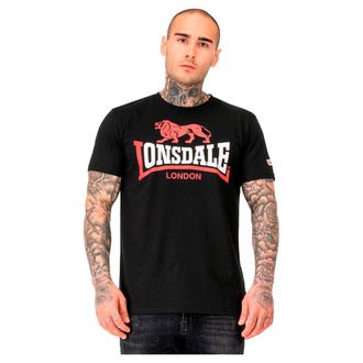 Lonsdale Herren T-Shirt Normale Passform Lion Two Tone Black/Red/White XXL