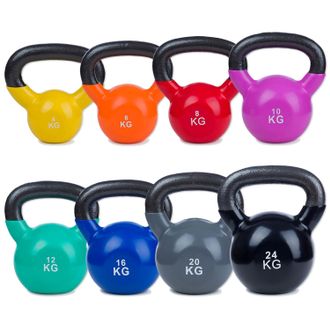 Sport-Thieme Kettlebell Vinyl | Kugelhantel, Gewichtskugel aus Gusseisen mit Soft-Vinyloberfl&auml;che | In acht Gewichtsvarianten: 4-24 kg | Markenqualit&auml;t