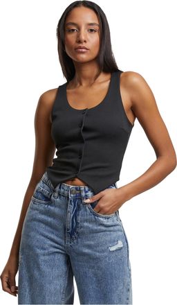 Urban Classics Damen Weste Ladies Jersey Vest, elegante Weste mit U-Ausschnitt und durchgehender Knopfleiste, Gr&ouml;&szlig;en XS - XL