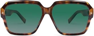 Sojos SJ2380 Lunettes de soleil carrées rétro pour femme Lunettes de soleil carrées tendance Protection UV400, Monture tortue et verres verts dégradés, L