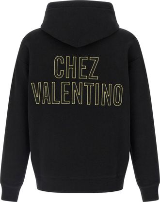 Valentino Garavani Logo Embroidered Hoodie - Black