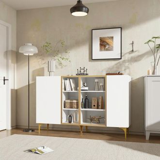 Furniture R Weißer Garderobenschrank, Modernes Design, MDF Material, 150 cm Länge, 85 cm Höhe, 38 cm Breite, Vielseitige Aufbewahrungslösung, Stilvoll für Zuhause