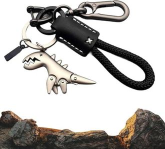 Generic Porte-cl&eacute;s dinosaure, porte-cl&eacute;s en forme de dinosaure, associ&eacute; &agrave; un bracelet tiss&eacute; &agrave; la main, mini porte-cl&eacute;s dinosaure, accessoires de cl&eacute;s pour hom