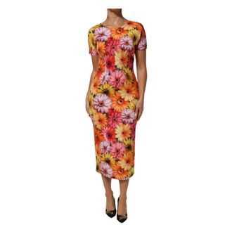 Dolce & Gabbana Seiden-Etui-Midikleid mit Blumenmuster - - Dresses - Damen - Mehrfarbig - S