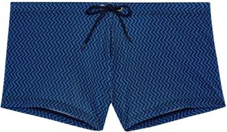 HOM Hom Herren Morny Badehose Swim Trunks, Micro Motiv Marineblau/Orange, 50