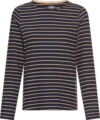 Camel Active Damen Langarm-T-Shirt aus Bio-Baumwolle Blau gestreift, Womenswear-XXL