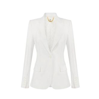 Elisabetta Franchi Double-Layer Stretch-Krepp-Jacke - - Jackets - Damen - Beige - XL
