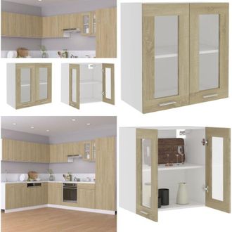 vidaXL H&auml;ngeglasschrank Sonoma-Eiche 60x31x60 cm Holzwerkstoff - K&uuml;chenregal - Wandh&auml;ngeschrank - Vitrine - Esszimmerm&ouml;bel - Wohnzimmerm&ouml;bel - Home & Living