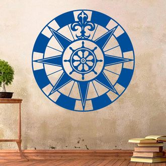 Sticker Genie KOMPASS X Windrose Aufkleber Wandtattoo Wandaufkleber Sticker (Blau, 100 x 100 cm)