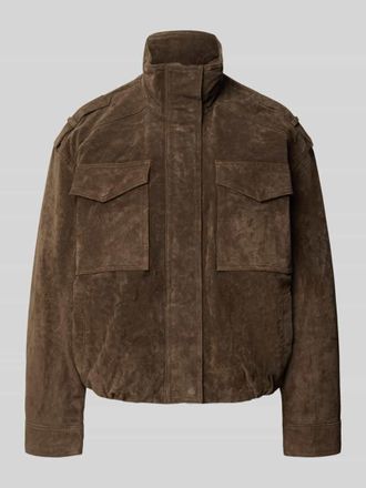 Stefanel Lederjacke mit Stehkragen und Brusttaschen