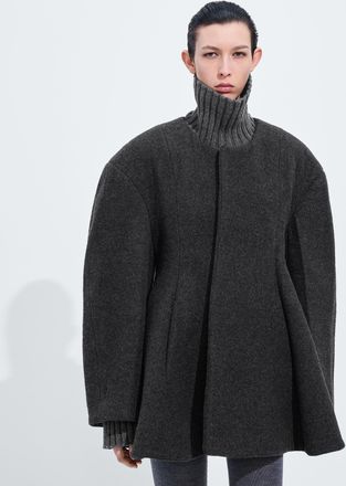 Bottega Veneta Manteau matelass&eacute; en flanelle de laine - Gris - Femme - 32