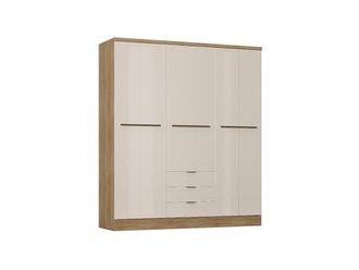 Vente-Unique Armoire 6 Portes et 3 tiroirs - L180 cm - Coloris : Beige et Naturel - PEROLI