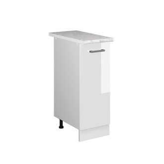 Vicco Apothekerschrank R-Line, Medizinschrank für die Küche, Weiß Hochglanz/Weiß, 30 cm, AP Marmor