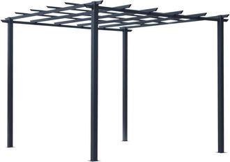 OUTSUNNY Pergola autoportante style contemporain - toit terrasse &agrave; d&eacute;corer - dim. 3L x 3l x 2,3H m - m&eacute;tal &eacute;poxy anticorrosion noir