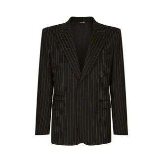 Dolce & Gabbana Luxuri&ouml;se Gestreifte Wolljacke - - Jackets - Herren - Schwarzk - M