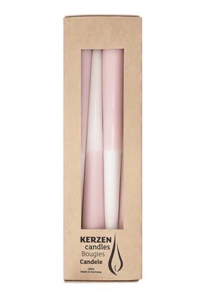 Wenzel Spitzkerzen Two Tone/Dip Dye, 4 St&uuml;ck, H25x&Oslash;2,3cm, 8 Stunden, Made in Germany, RAL-zertifiziert (Wei&szlig; & Rosa/Pink)