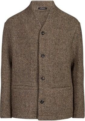 Emporio Armani Blazer textur&eacute; col V en laine m&eacute;lang&eacute;