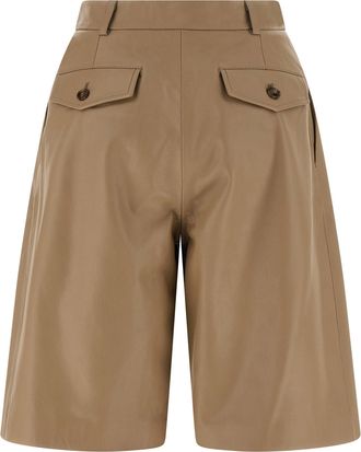 Yves Salomon Nappa Pleated Bermuda Shorts - Beige