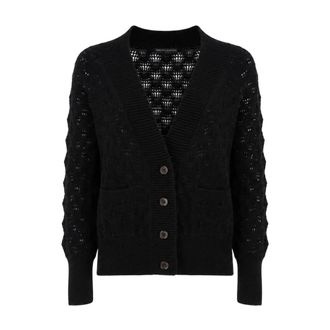 Ermanno Scervino Strickjacke mit V-Ausschnitt und Lochmuster - - Knitwear - Damen - Schwarzk - M